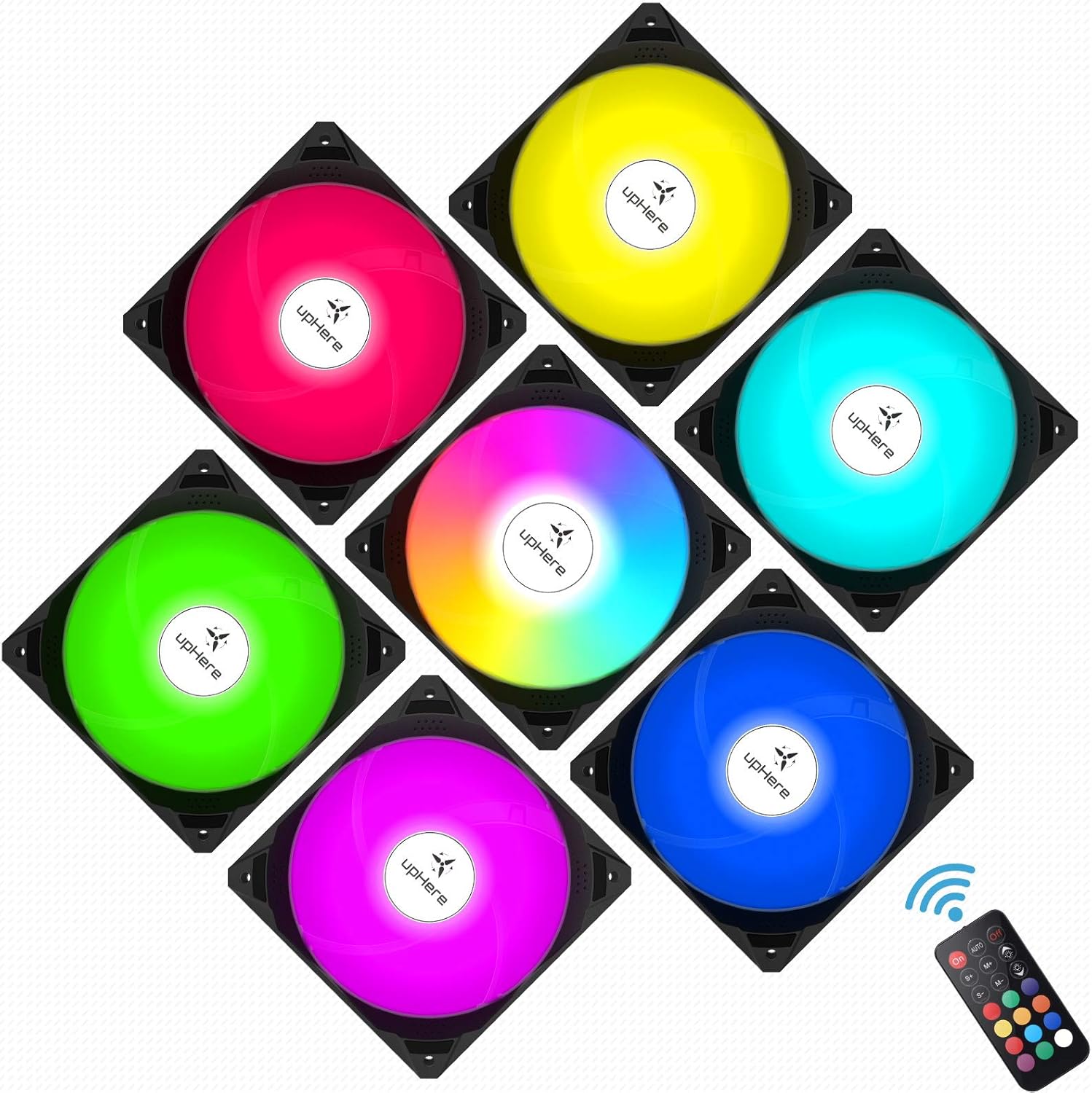 upHere 120mm Computer PC Cooling ARGB Fans, 5V ARGB Addressable Motherboard SYNC/Remote ...