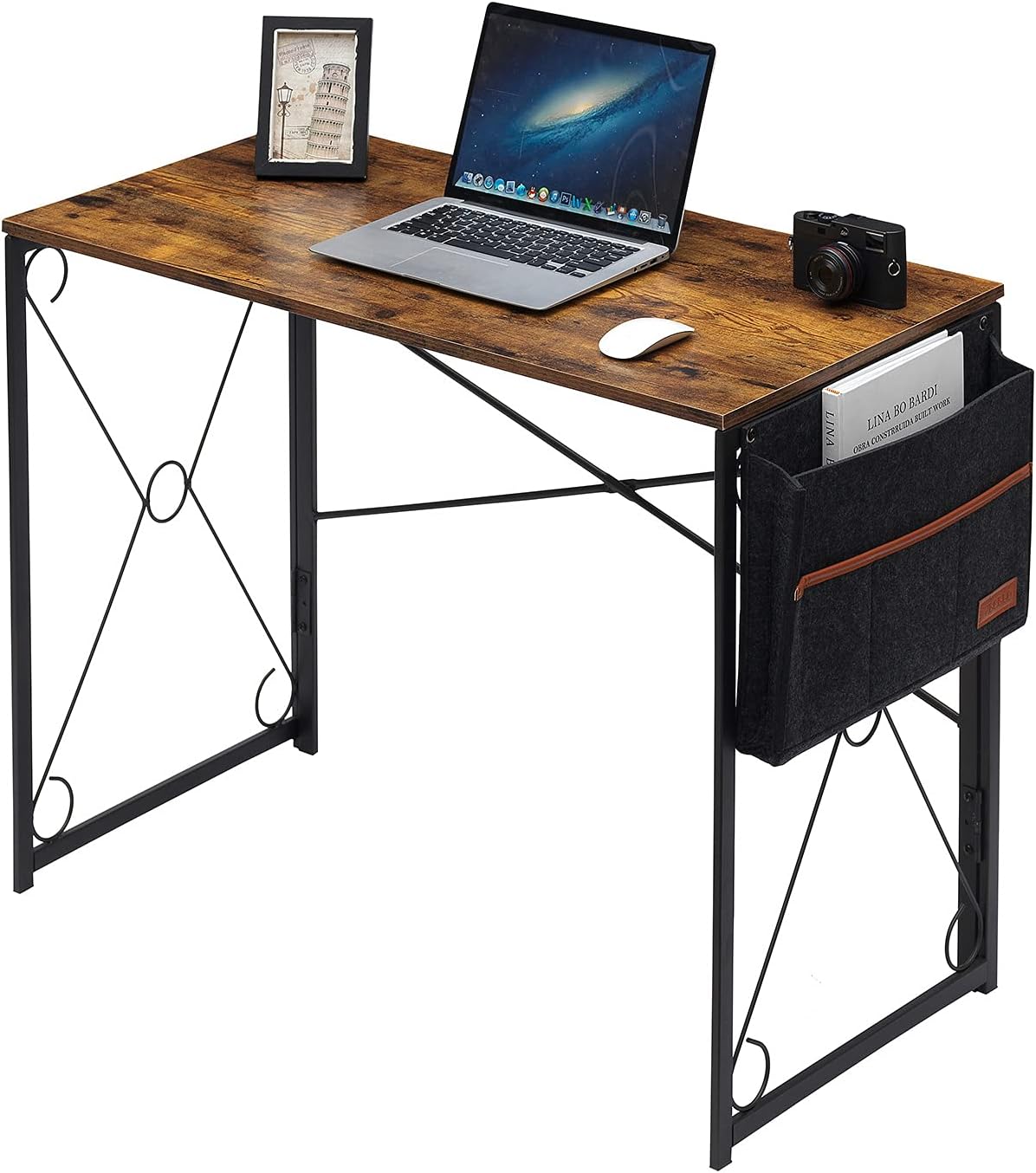 Amazon.com: VECELO Computer Desk, Industrial Simple Style Sturdy Steel ...