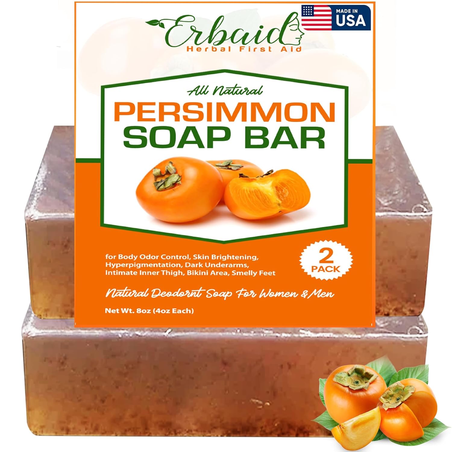 Amazon.com : Persimmon Soap Bar for Body Odor Control – Purifying ...