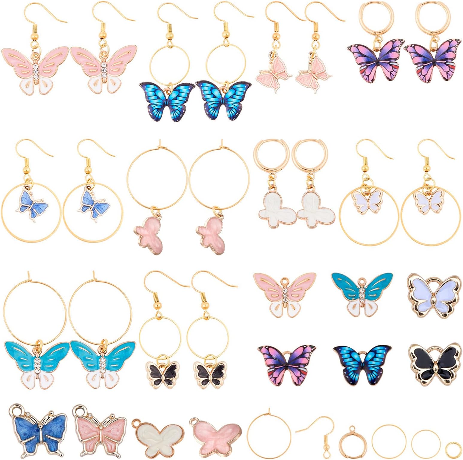 SUNNYCLUE 1 Box 10 Pairs Butterfly Dangle Making Starter Kit Dragonfly ...