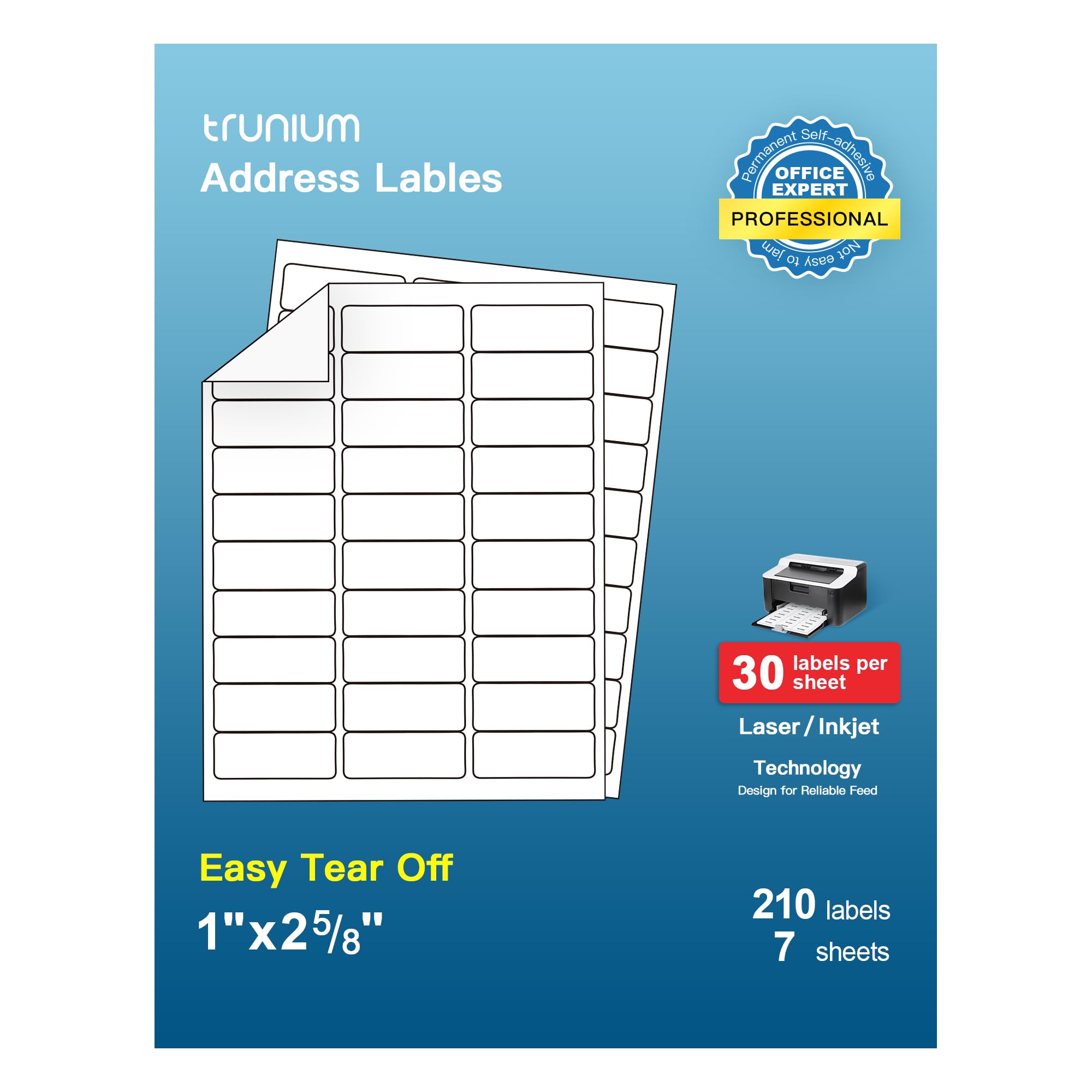 Snapklik.com : Address Labels, 1" X 2-5/8" Shipping Labels For Inkjet ...