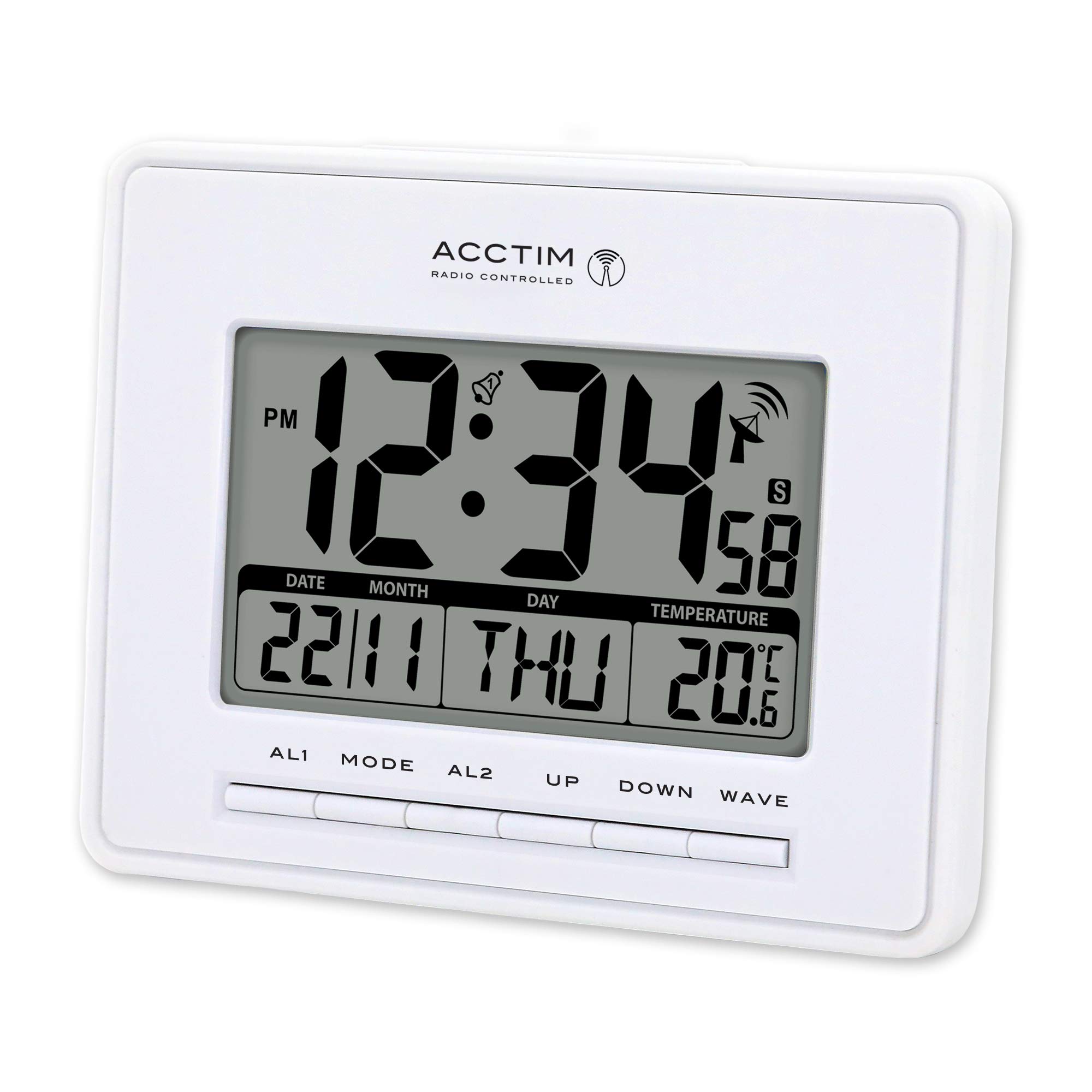 Acctim Infinity 71952 Radio Controlled LCD Alarm Clock in White ...