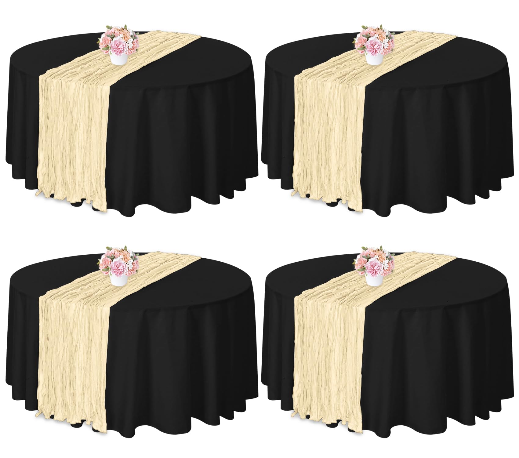 Amazon.com: 4 Set 90 Inch Round Tablecloth and 35x120 Inch Cheesecloth ...