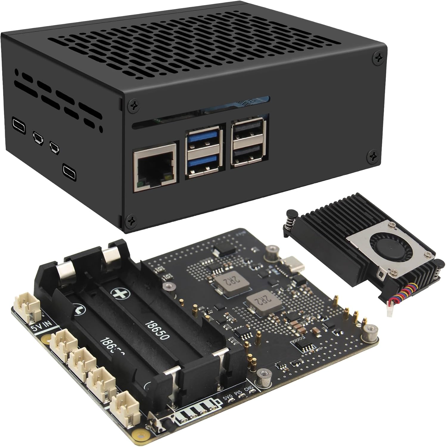 Amazon.com: Geekworm X1201 Ultra-Thin 5V UPS Shield+X1201-C1 Metal Case+Active Cooler H505 for ...