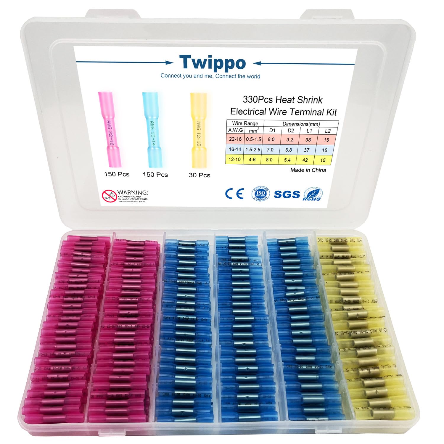 Snapklik.com : Twippo 330Pcs Butt Connector, Automotive Electrical ...