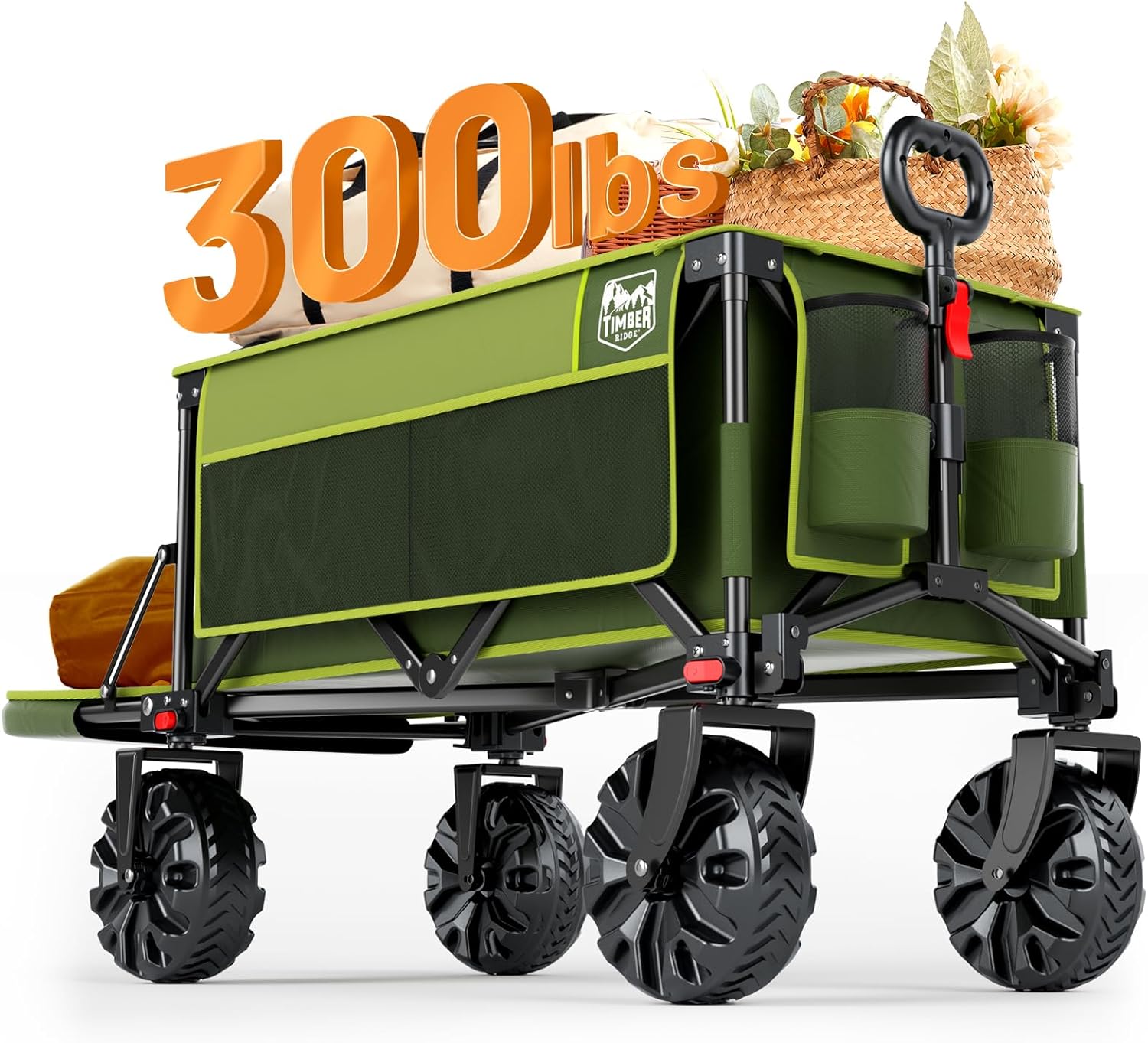 Amazon.com : Timber Ridge 47" L Collapsible Folding Wagon with Tailgate ...