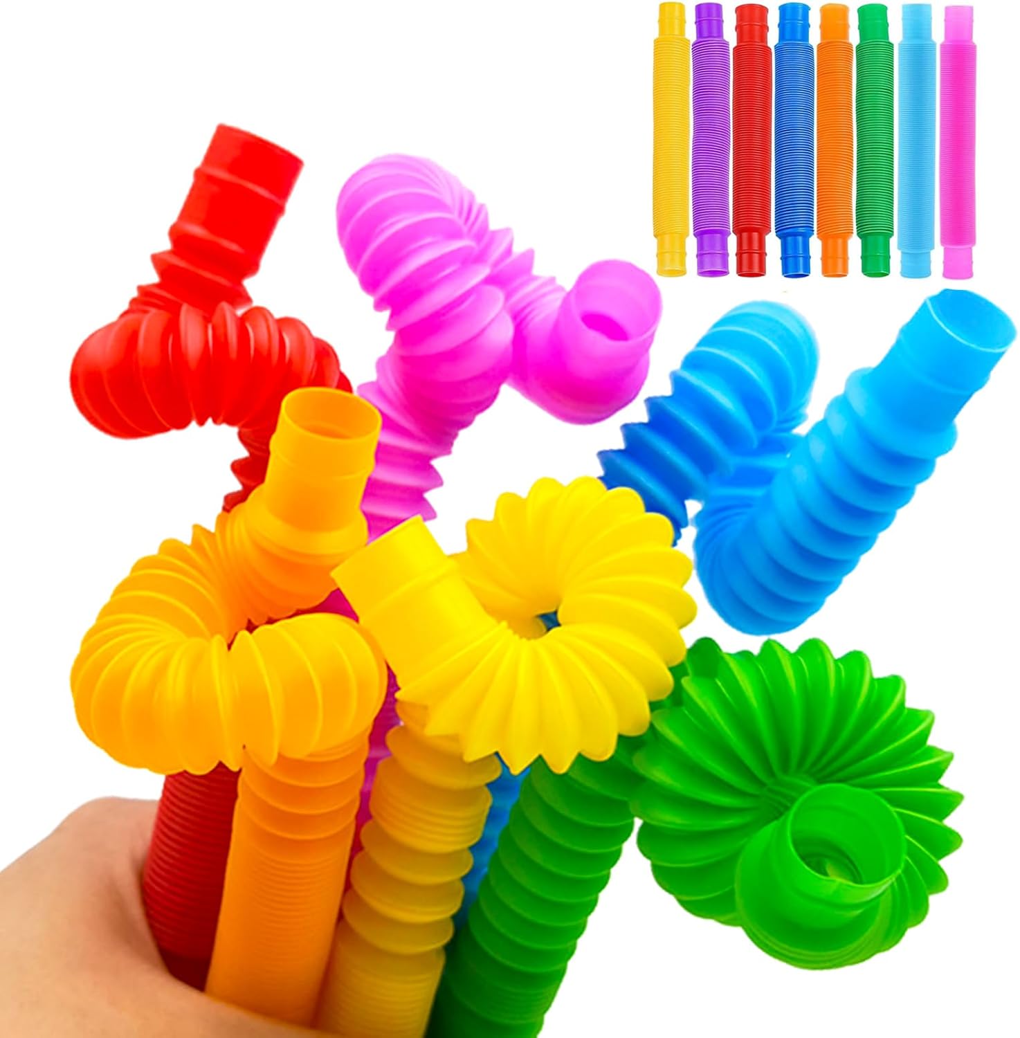 Pop Tubes Sensory Fidget Toys: 8Pcs Stretchy & Bendable Stress Relief ...