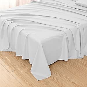 Toodou White Full Bed Top Sheet is Made of Soft Wrinkle Resistant ...