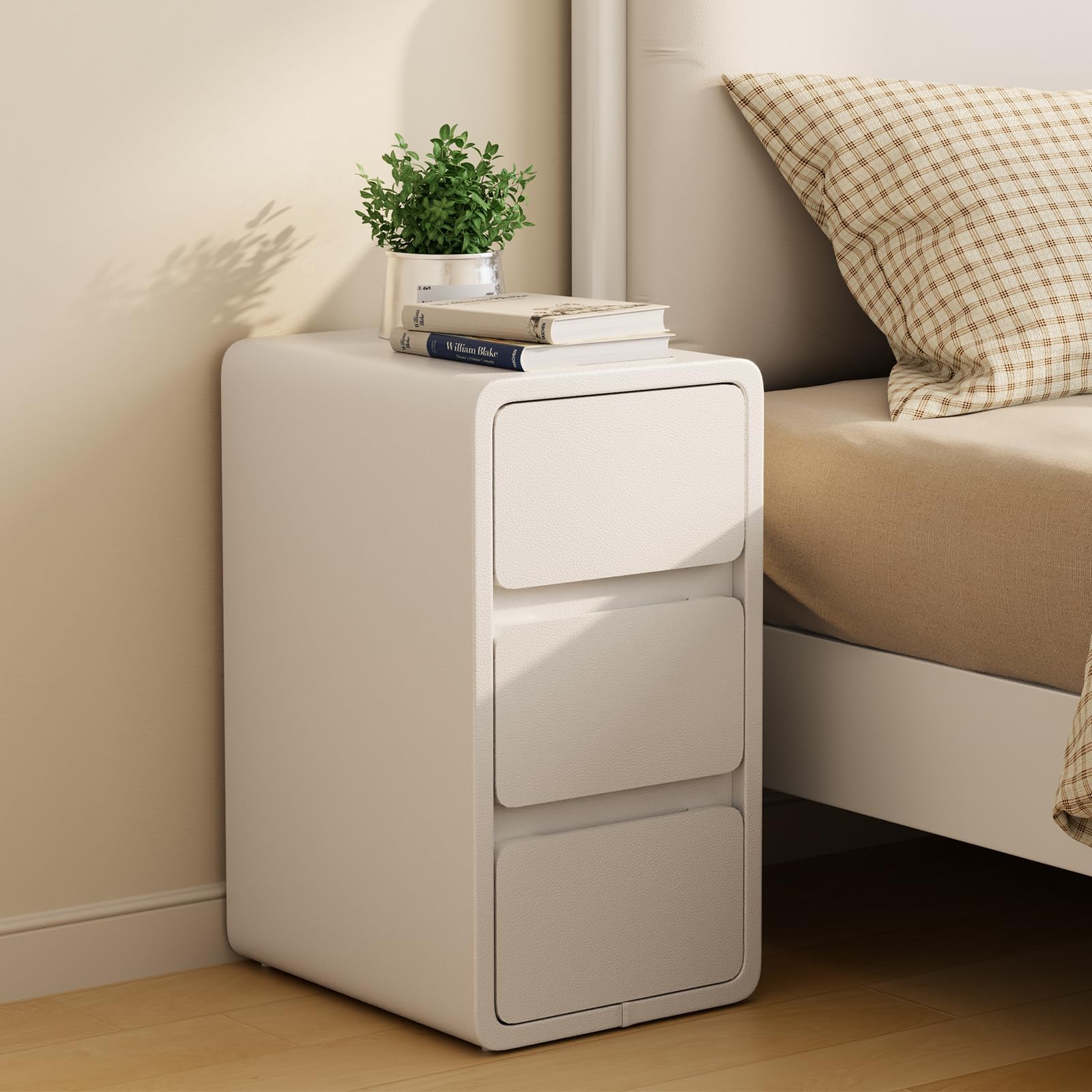 Amazon.com: KASLANDI Narrow Nightstand - Narrow Bedside Table with ...