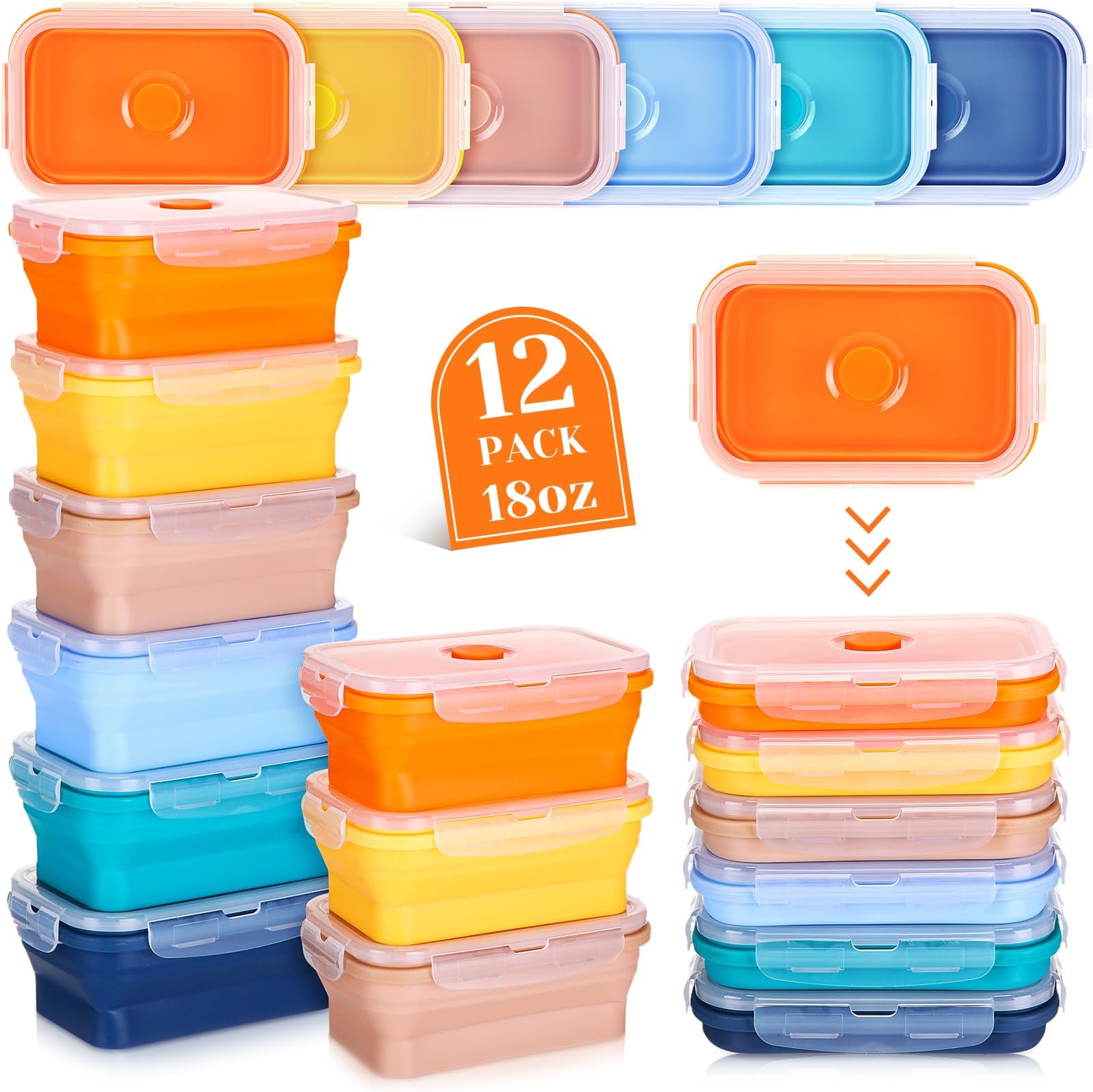 Amazon.com: 12 Pcs Collapsible Food Storage Containers Silicone ...