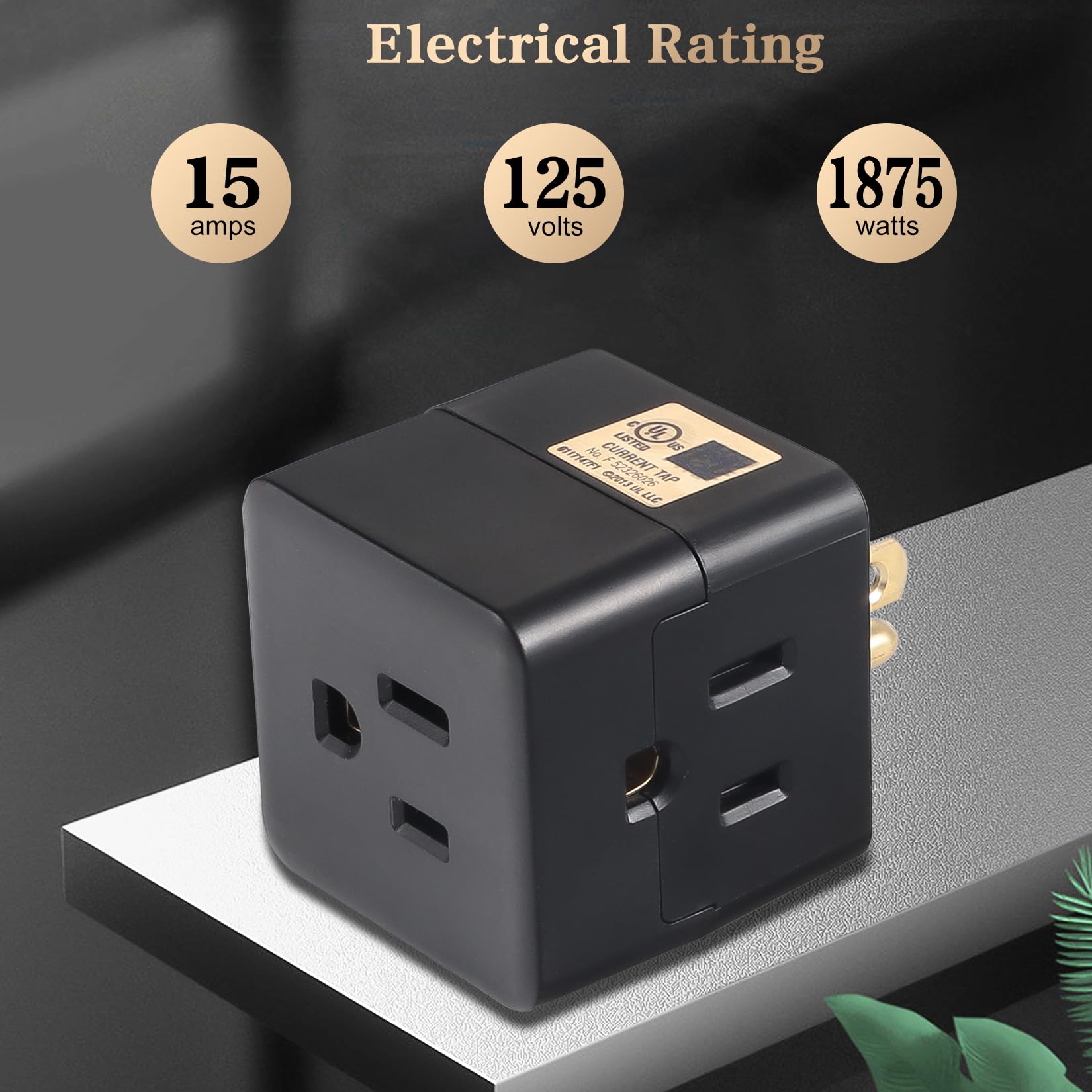 Snapklik.com : 3 Outlet Wall Adapter Cube Tap, UL Listed 3 Prong Grounded Plug Extender,125v ...
