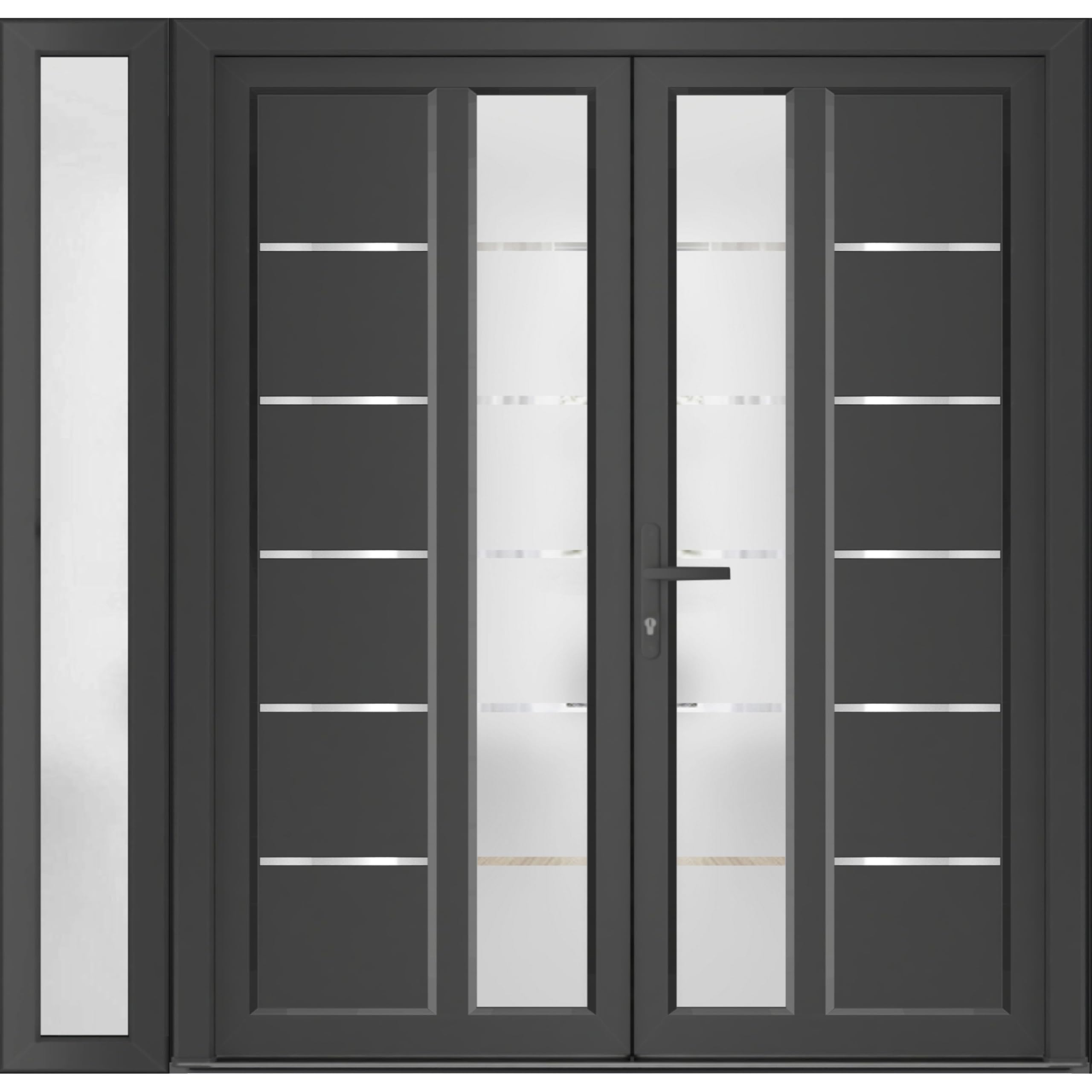 Front Exterior Prehung Metal-Plastic Double Doors/MANUX 8088 Antracite ...