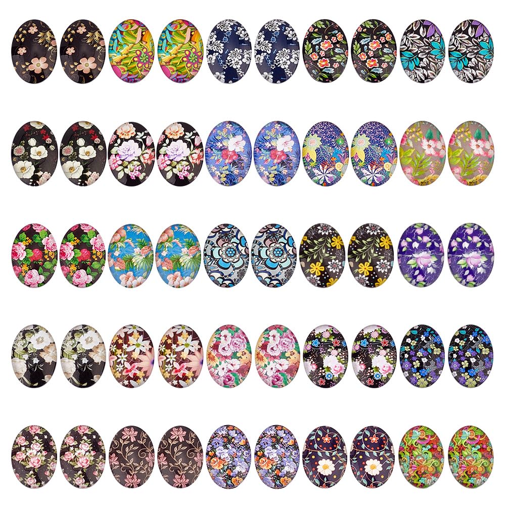 Amazon.com: PH PandaHall 50Pcs 25 Styles Oval Glass Cabochons 25mm ...