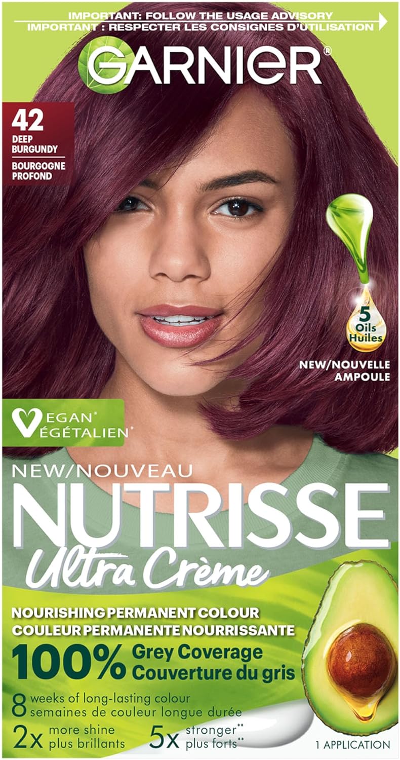 Garnier Nutrisse Ultra Crème, Permanent Hair Dye, 100% Grey Coverage ...