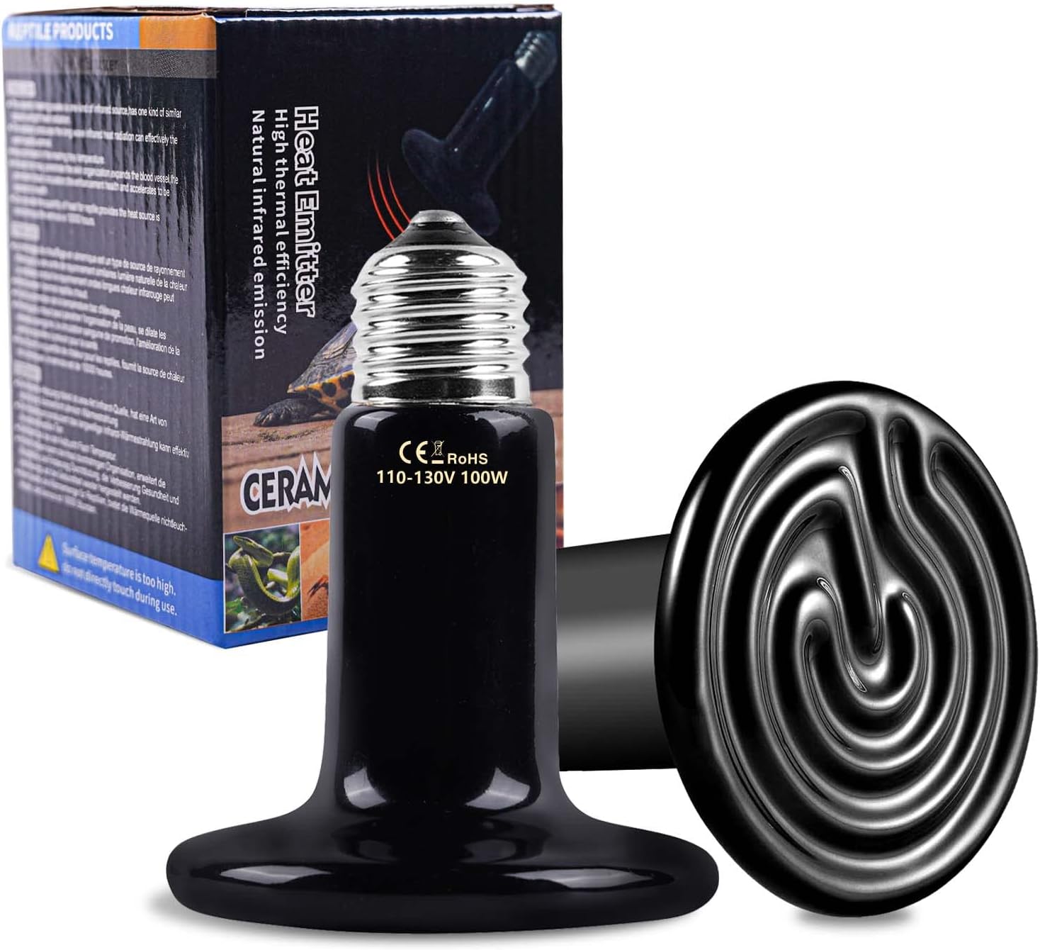 DoRight Ceramic Heat Emitter 100W Infrared Reptile Heat Lamp Bulb No ...