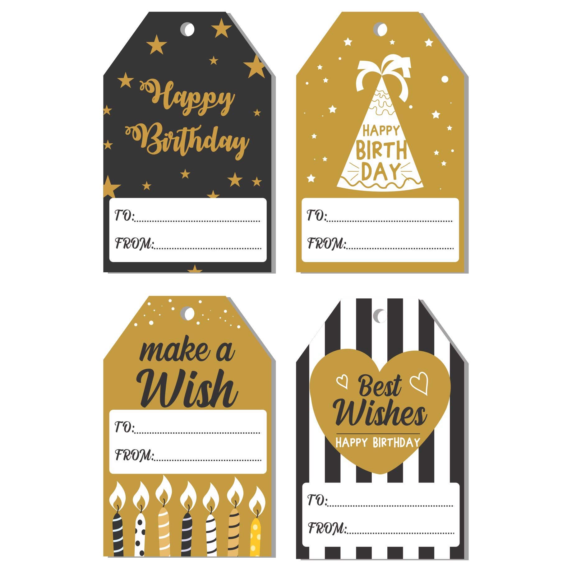 SVM CRAFT® Happy Birthday tag- 4 Different Design-(Pack of 50) Happy ...