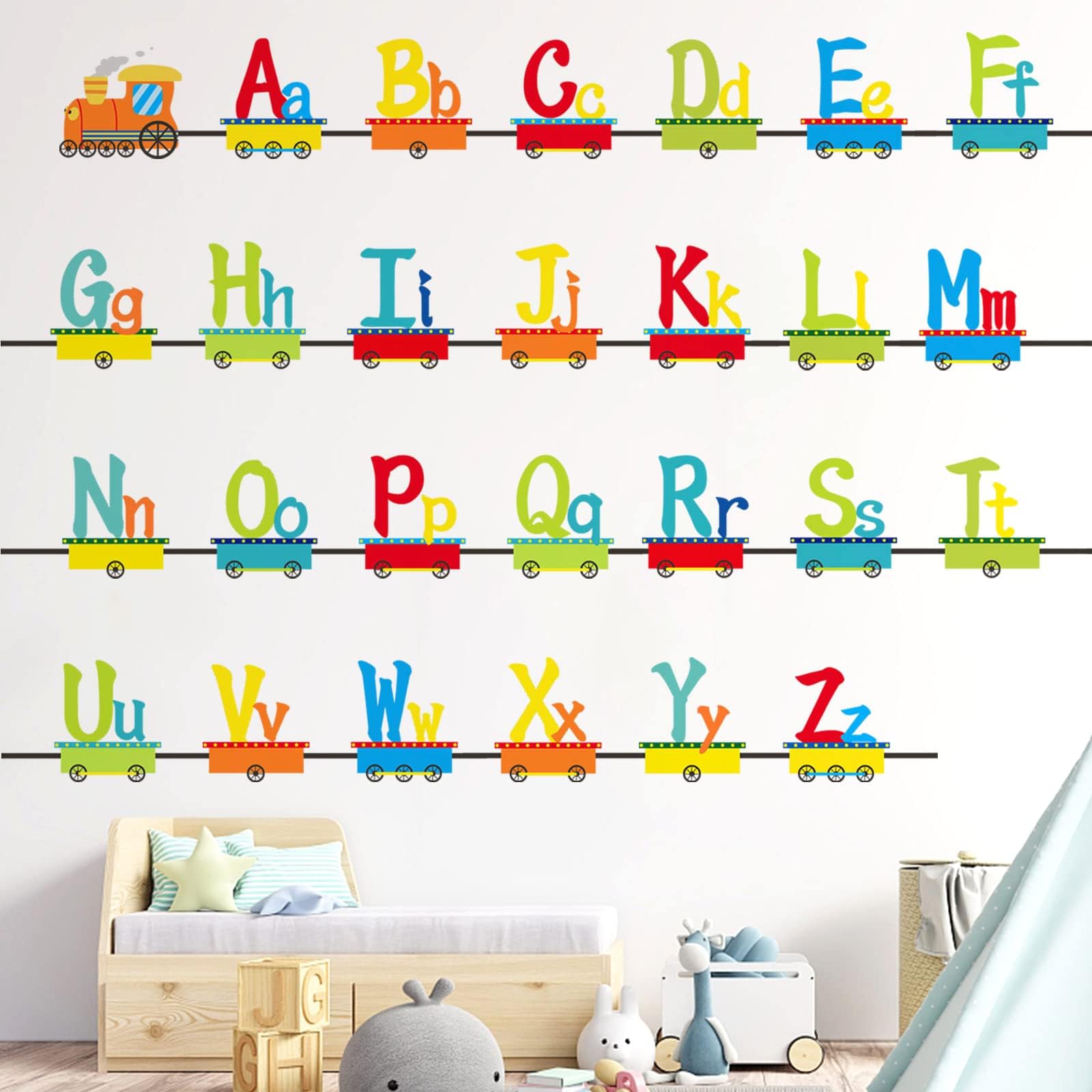 Amazon.com: Alphabets Stickers for Kids ABC Alphabets Train Wall Decals ...