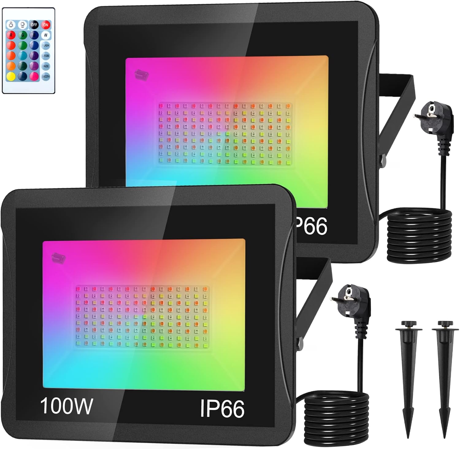 NATPOW LED Strahler Außen, 100W RGB Strahler mit Fernbedienung, LED ...