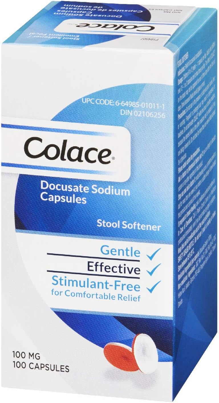 Colace Docusate Sodium Stool Softener Capsules | Treats Occasional ...