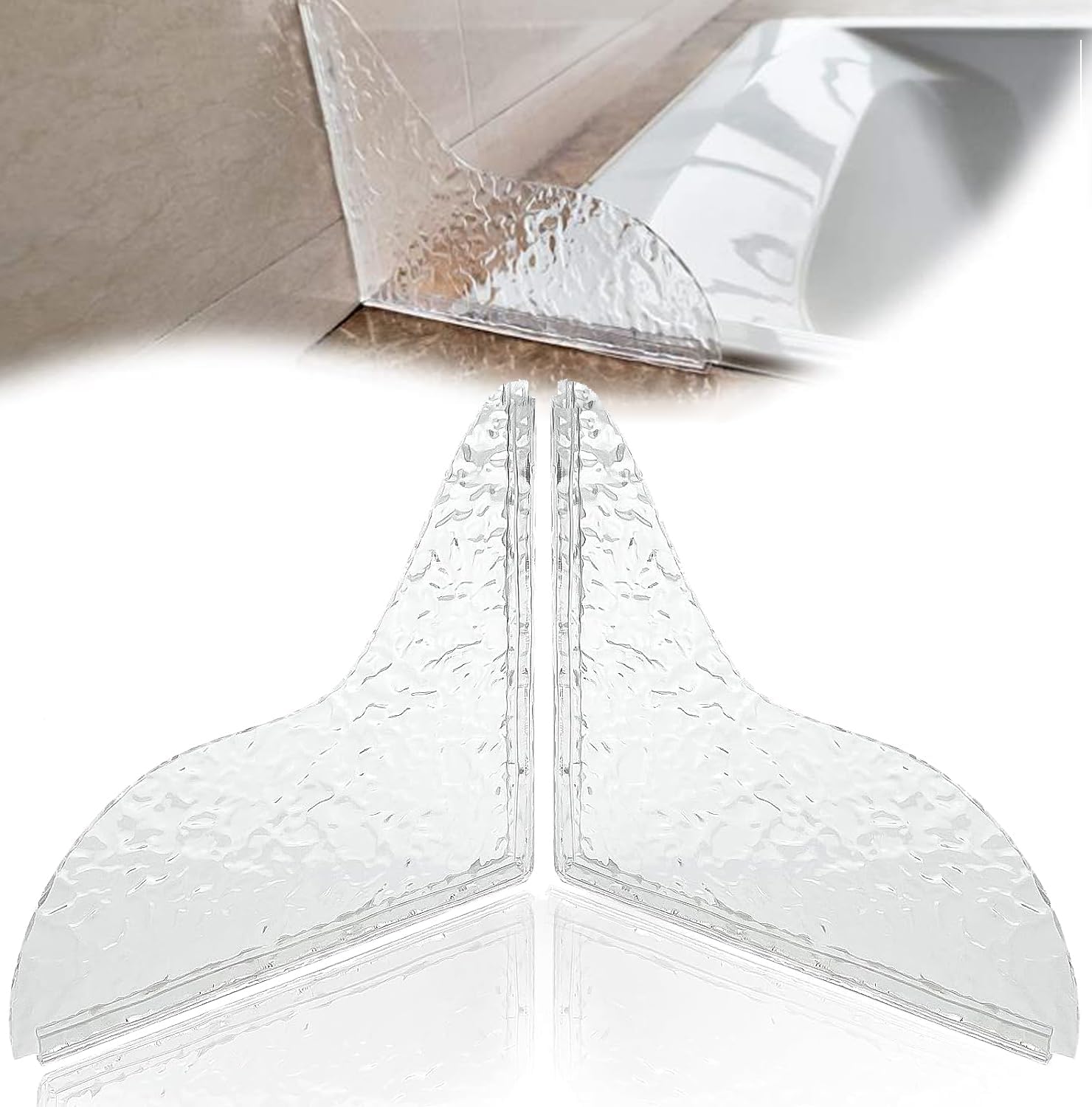 2 Pcs Shower Splash Guard, Self- Adhesive Water Texture Shower Corner ...