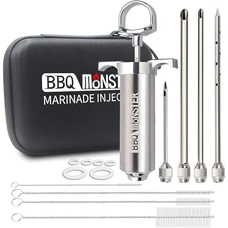 Amazon.com: BBQ Monster Meat Injector Syringe Kit with 4 Professional ...