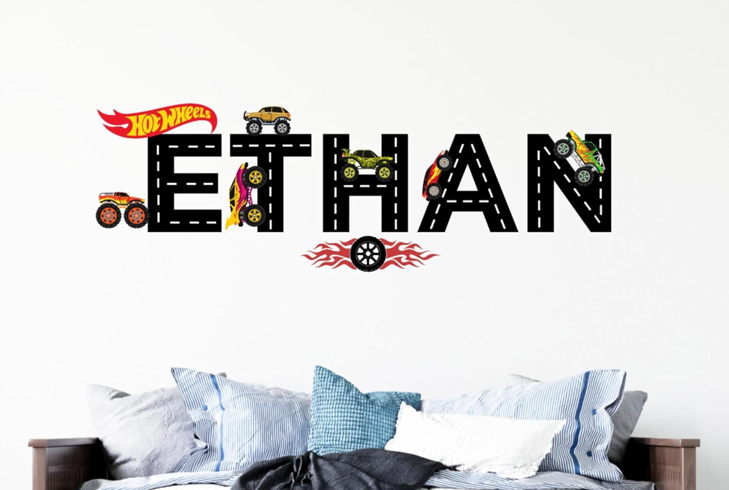 Amazon.com: Hot Racing Car Wall Decal - Personalized Name Wall Decals ...