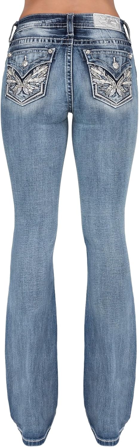 Miss Me Women's Mid-Rise Spread Angel Wings Embellished Faux Flap ...