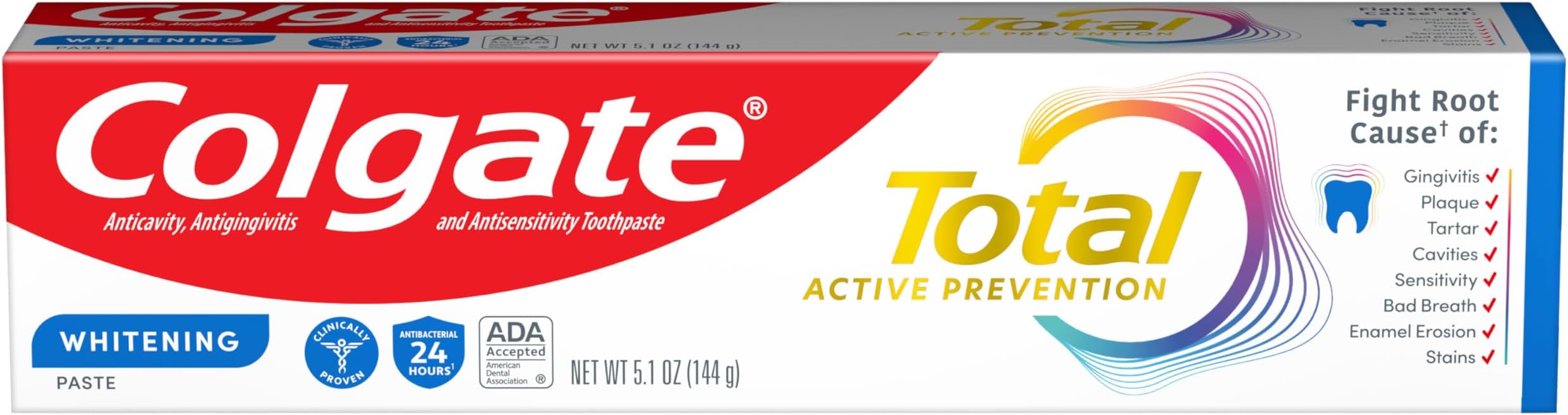 Amazon.com : Colgate Total Whitening Toothpaste, 5.1 oz Tube : Health ...