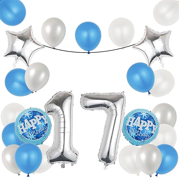 YFHVJTKO 17th Birthday Decorations Supplies - 25Pcs for 17th Birthday ...