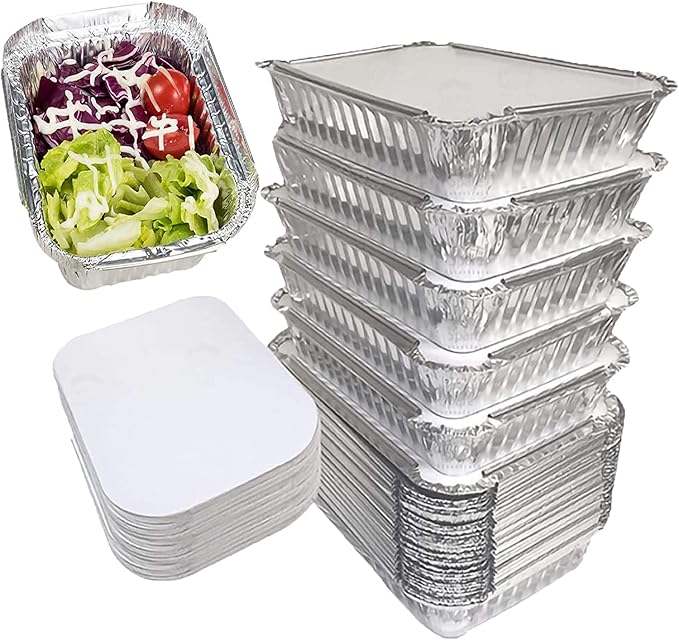 Aluminum Tin Foil Pans with Lids,30 Pack Large Disposable Food ...