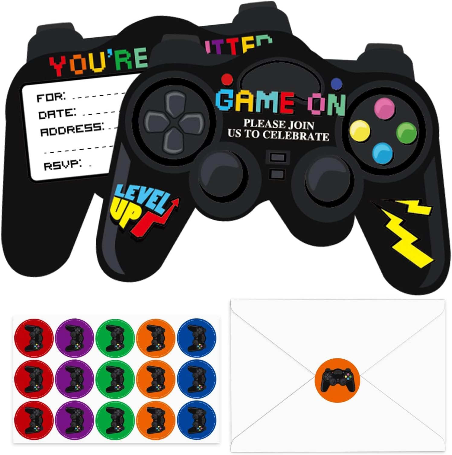 Amazon.com: Gaming Battle Party Invitations - 20 Invitations + 20 ...