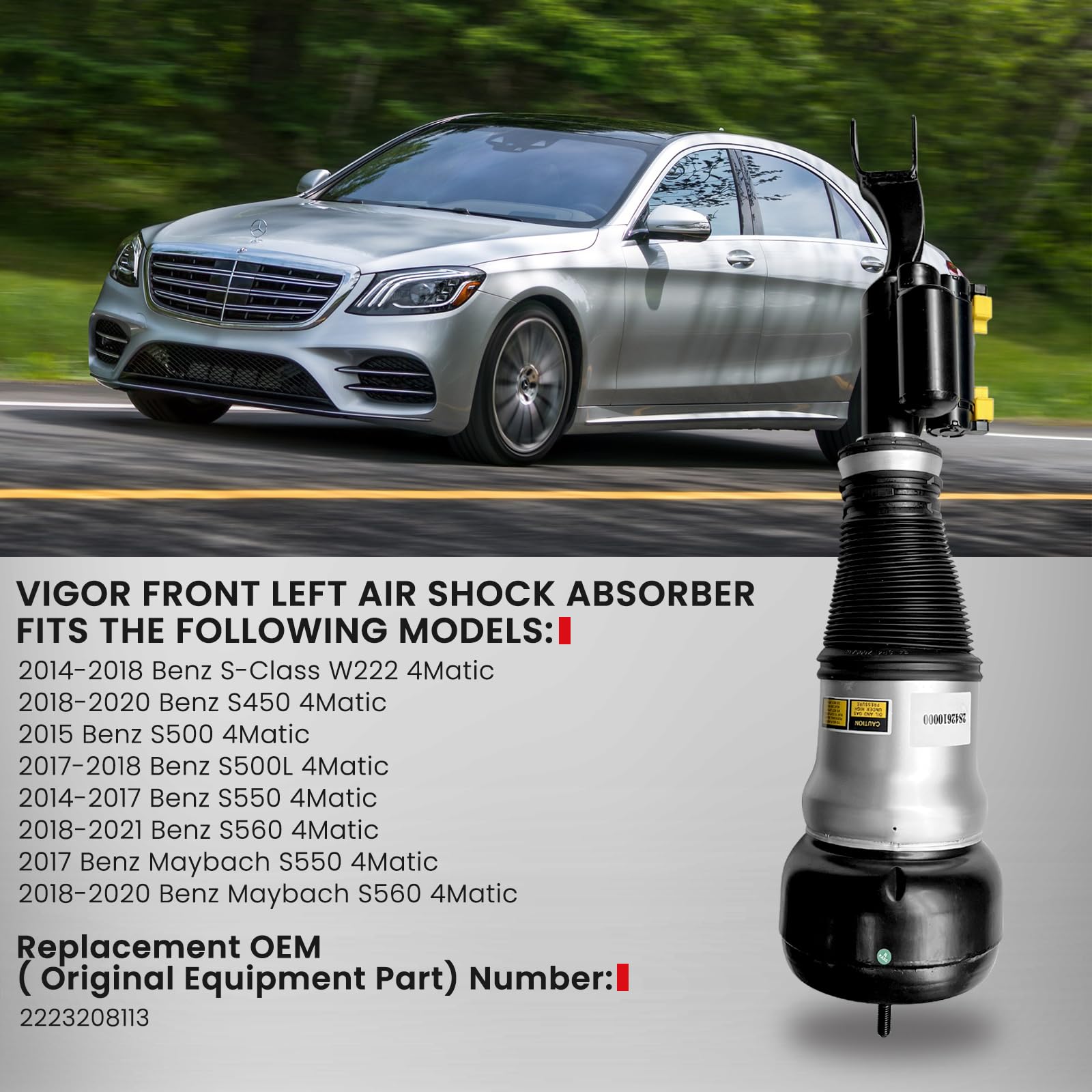 VIGOR Front Left Air Shocks Absorber Compatible with 2014-2018 Benz S ...