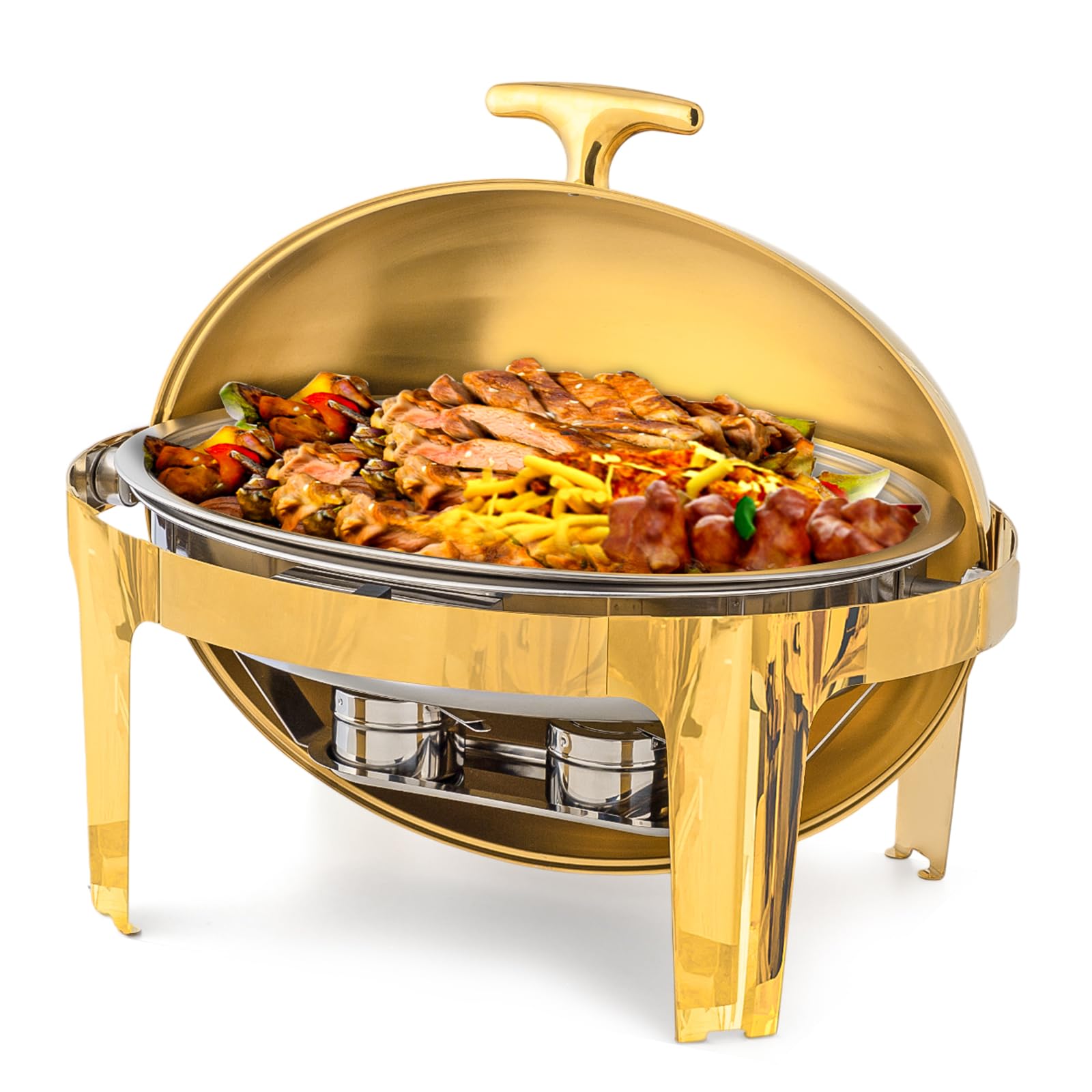 Amazon.com: ROVSUN 6QT Gold Chafing Dishes for Buffet, Roll Top Chafing ...