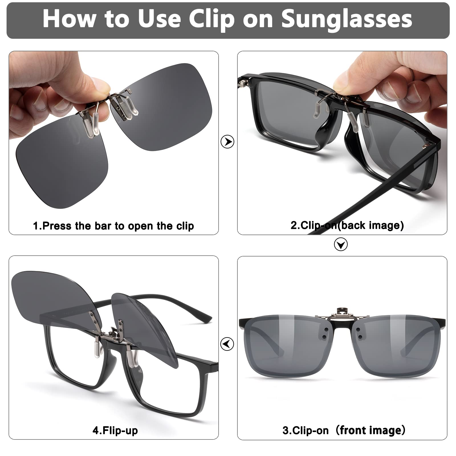 Snapklik.com : CAXMAN Polarized Clip On Sunglasses Over Prescription ...