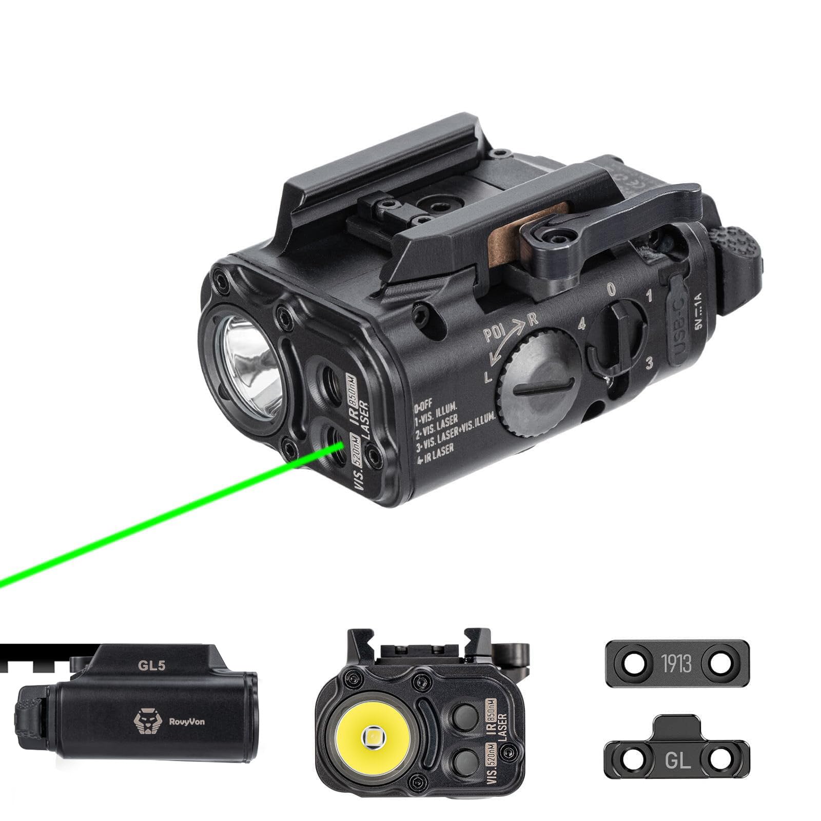 Snapklik.com : RovyVon GL5 1000 Lumens USB-C Rechargeable Weaponlight ...