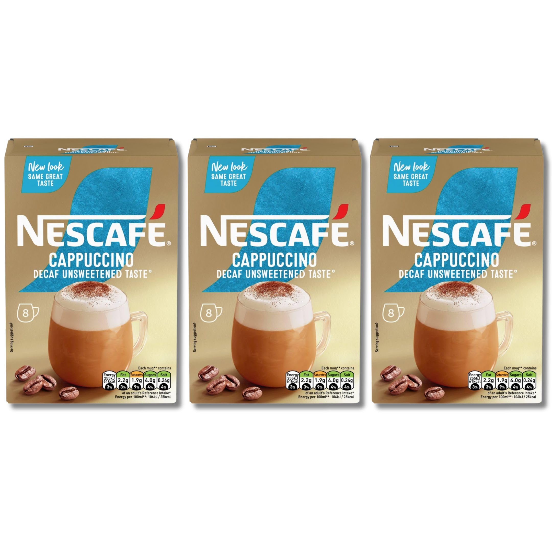 Coffee Multipack of Nescafe Cappuccino Sachets Unsweetened Decaf Coffee ...