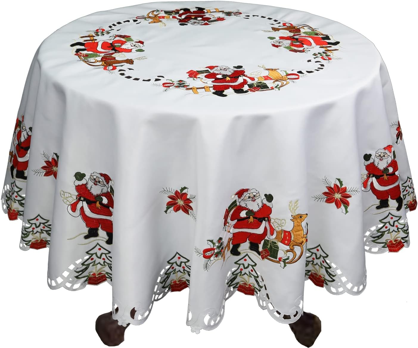 Amazon.com: Creative Linens Holiday Christmas Tablecloth 68” Round with ...