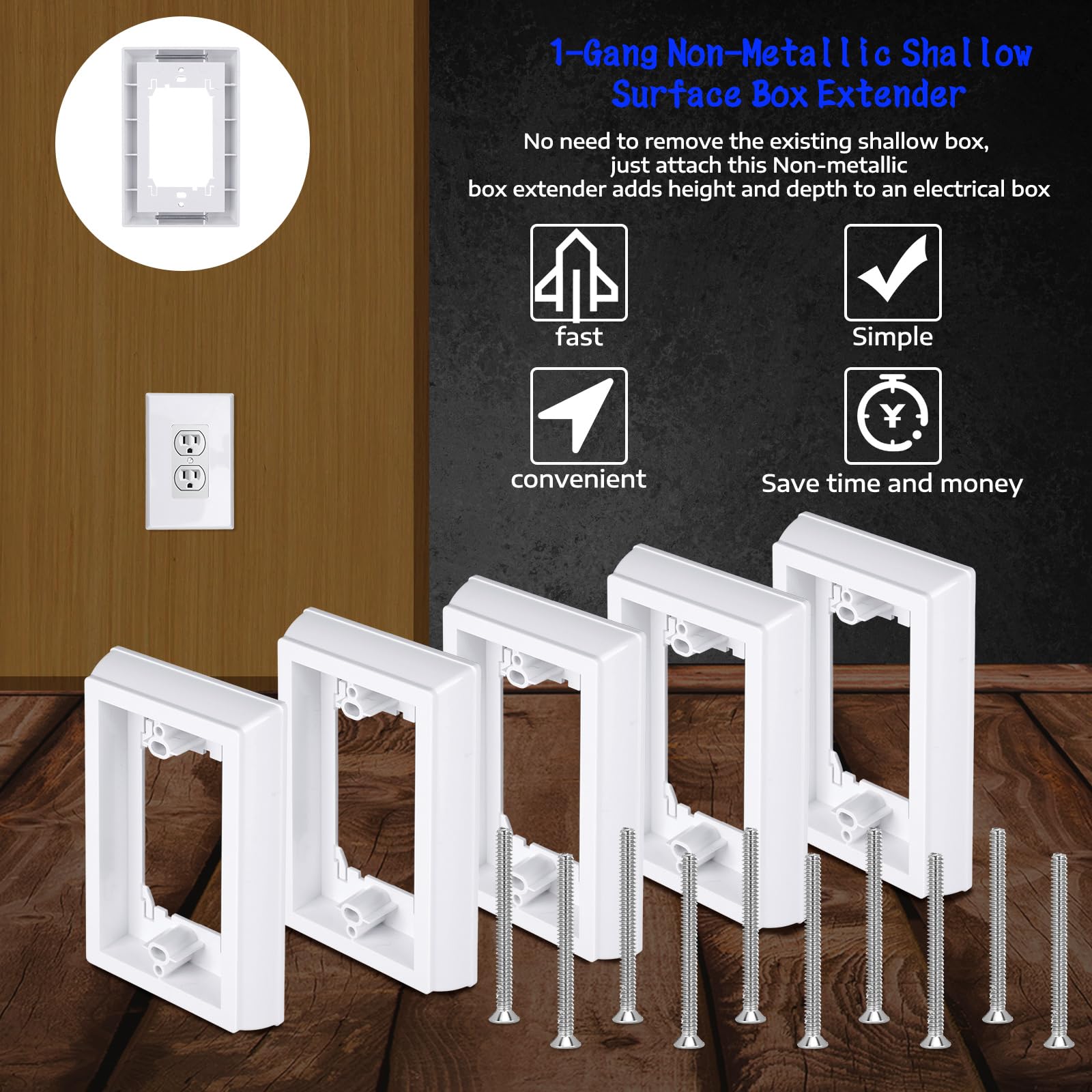 Snapklik.com : Kanayu 10 Pieces Electrical Box Extender Shallow Surface ...