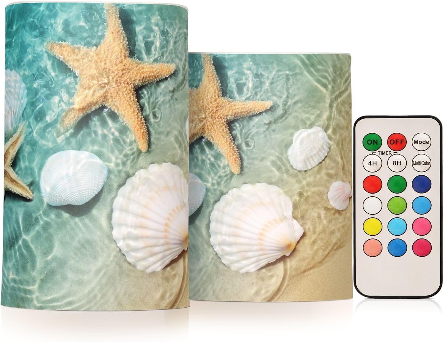 Amazon.com: PBJCKAH Beach Seashell Starfish Ocean Sea Flameless Candles ...
