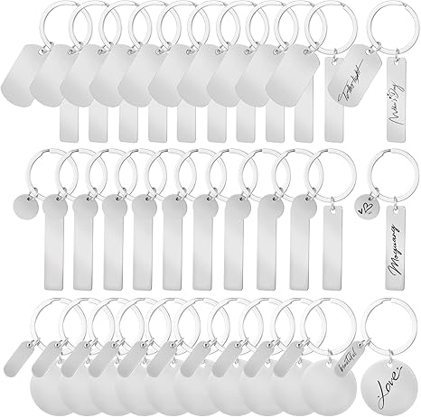 Amazon.com: 30 Pcs Engravable Stainless Steel Keychain Blanks Metal ...