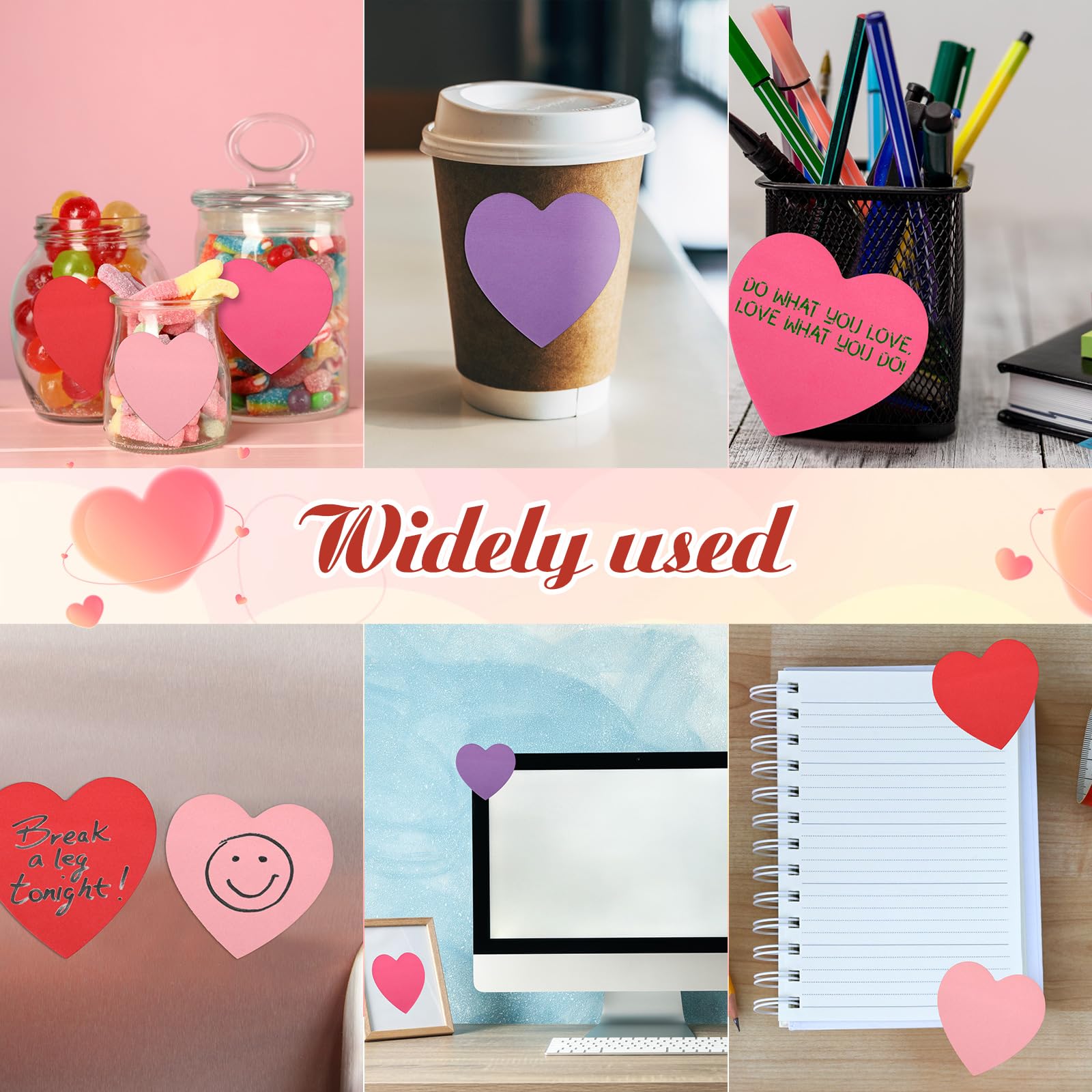 Snapklik.com : Kosiz 100 Heart Shaped Sticky Notes Self Adhesive Pastel ...