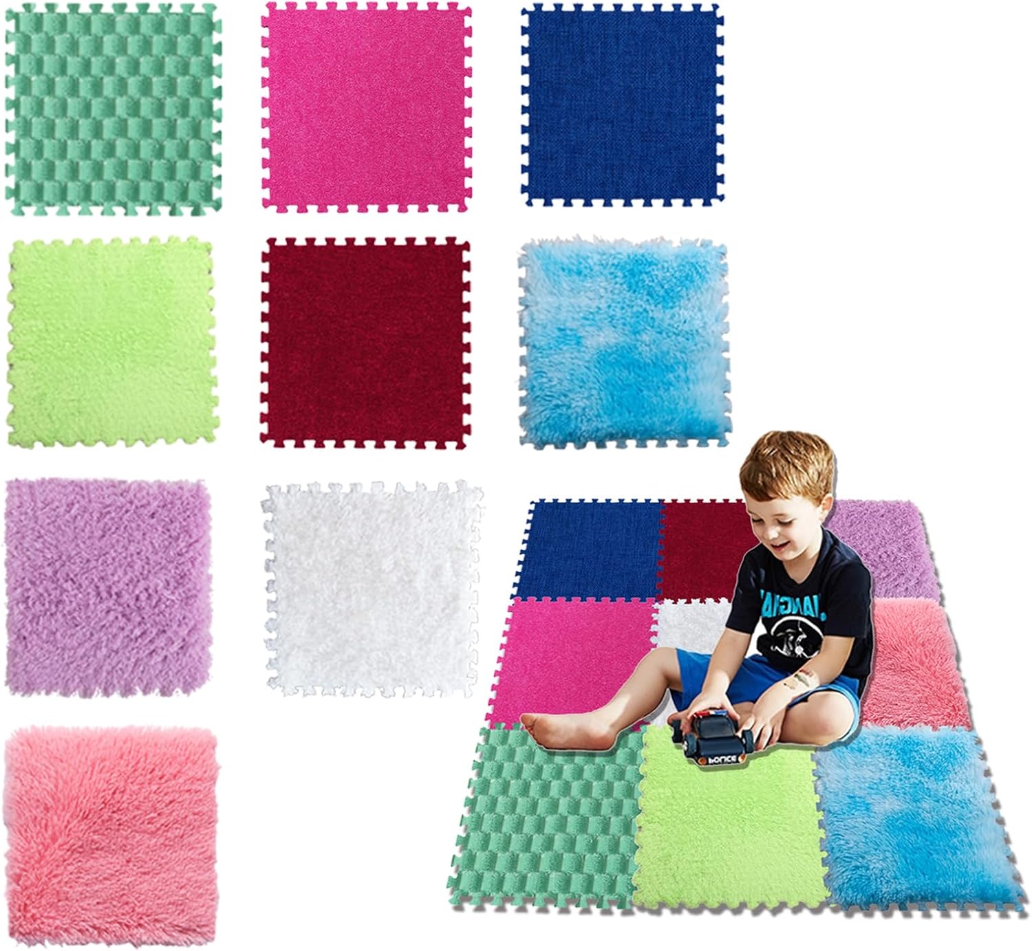 Amacthysh Textured Sensory Tiles,9 Pcs Sensory Mat Puzzle,Plush Foam ...