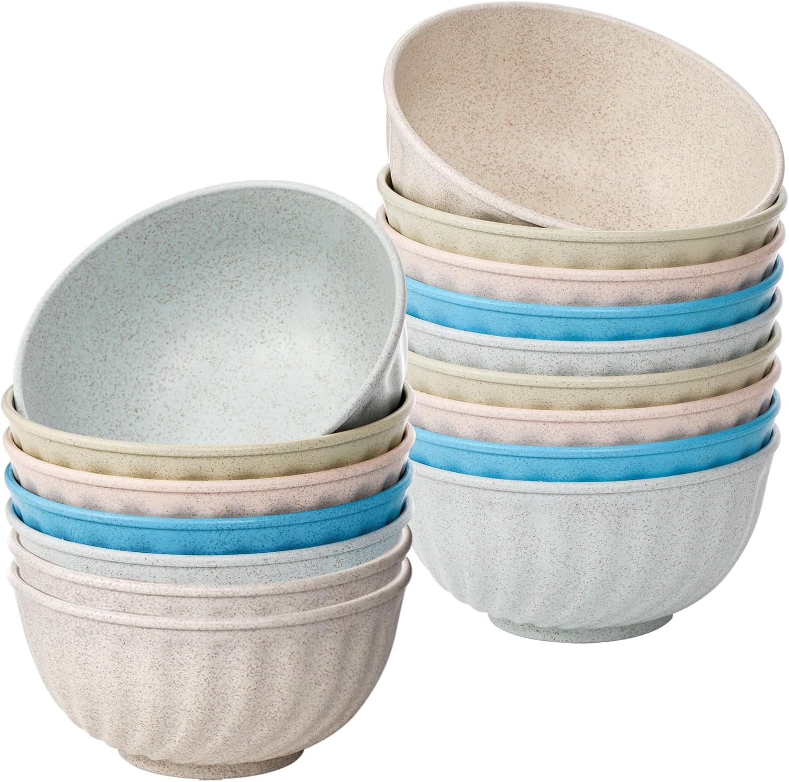 Amazon.com: Nicunom 12 Pack Wheat Straw Bowls BPA Free, 15 Oz Kids ...
