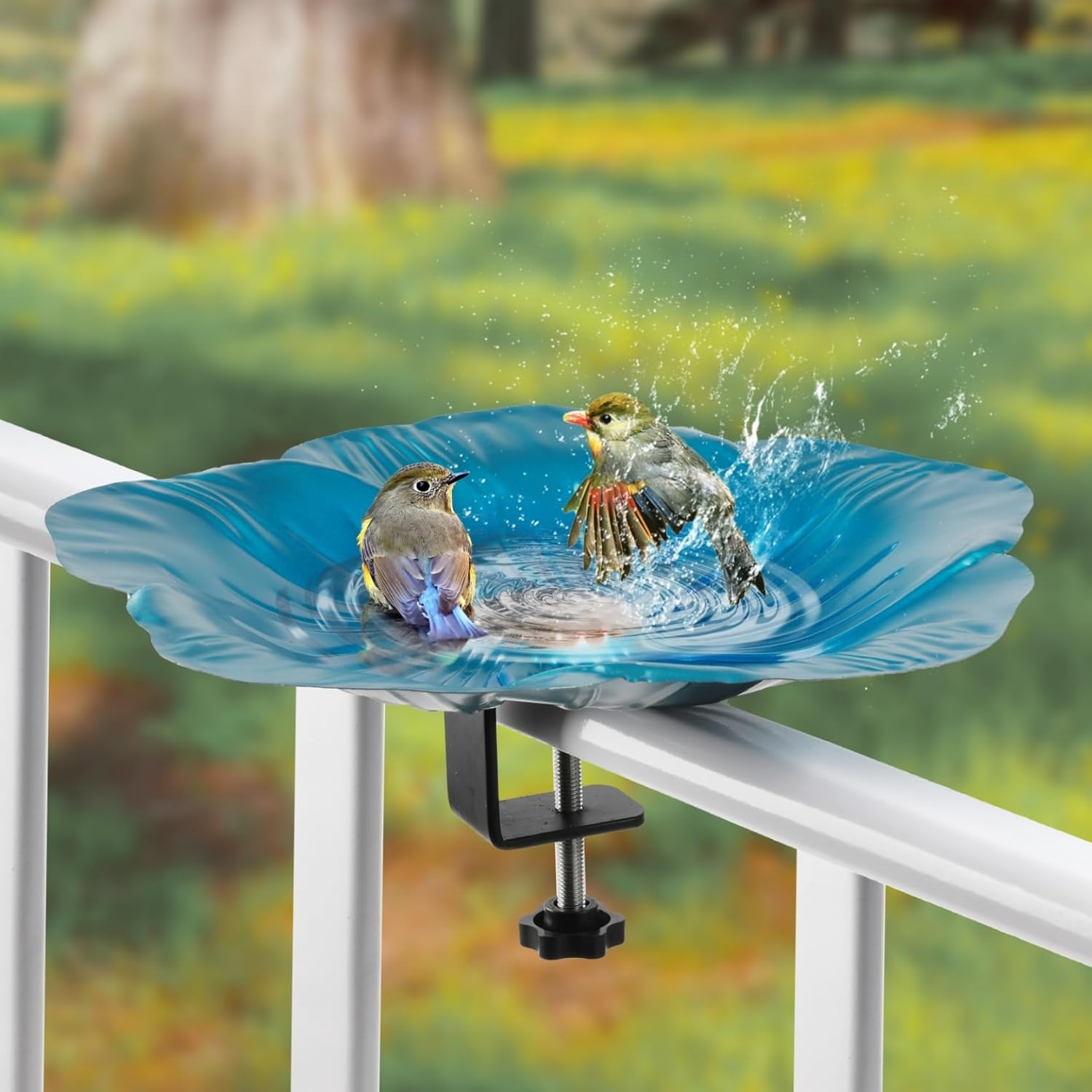 Amazon.com: Jola's House Metal Deck Mounted Bowl Bird Bath for Railing ...