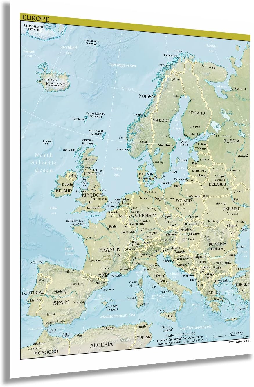Amazon.com: HISTORIX 2021 Europe Map - 18x24 Inch Wall Map of Europe ...