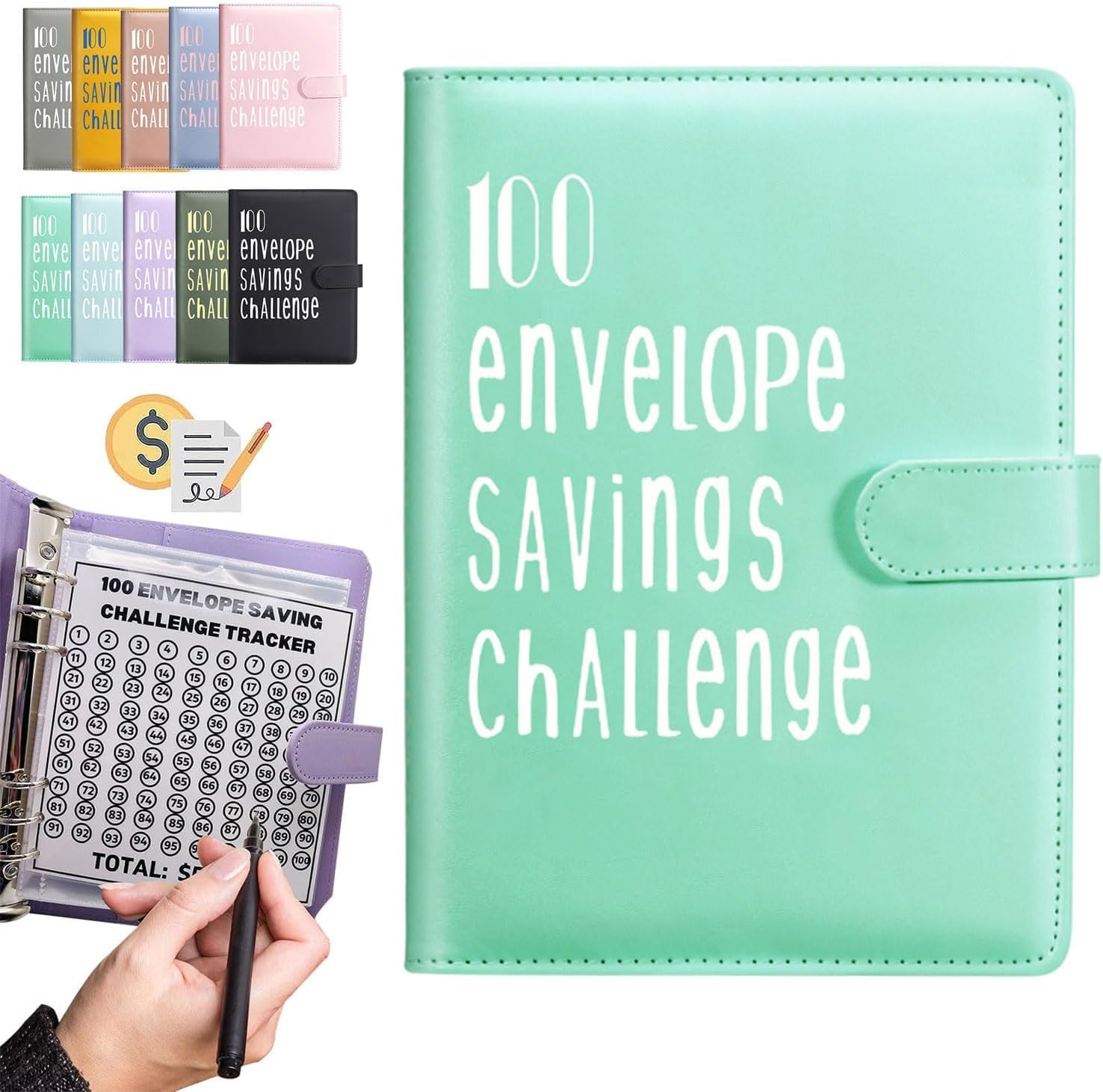 Amazon.com : 100 Envelope Challenge Binder with Cash&Days Number Labels ...