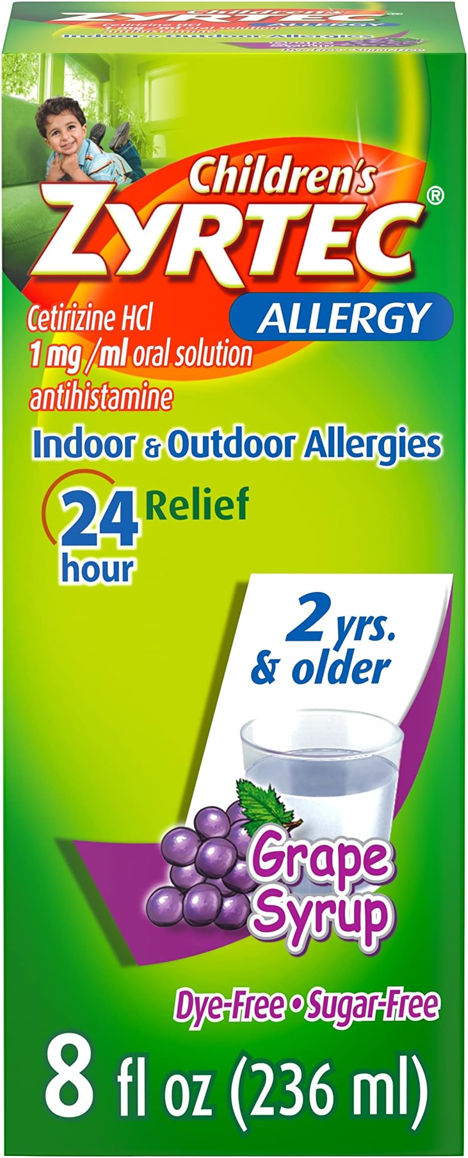 Amazon.com : Zyrtec 24 Hour Children's Allergy Syrup with Cetirizine ...