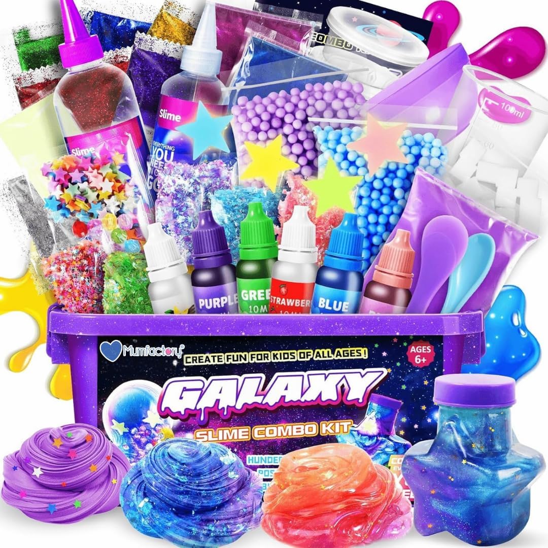 Galaxy Slime Kit Glow in the Dark Slime Making Kits Create Own Slime ...