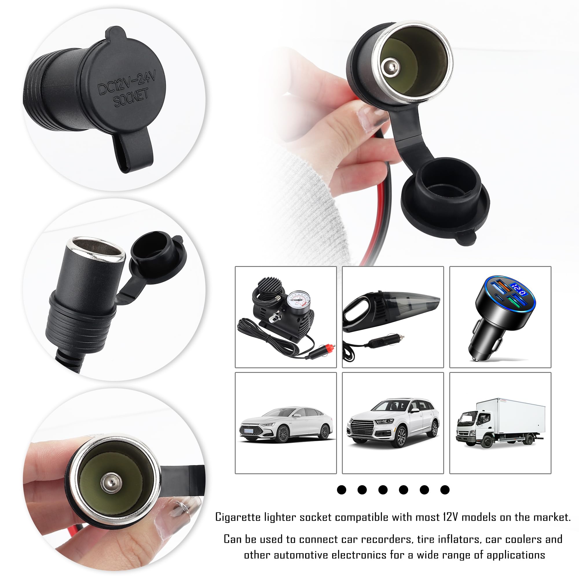 Snapklik.com : 2PCS 12V Cigarette Lighter Socket Replacement