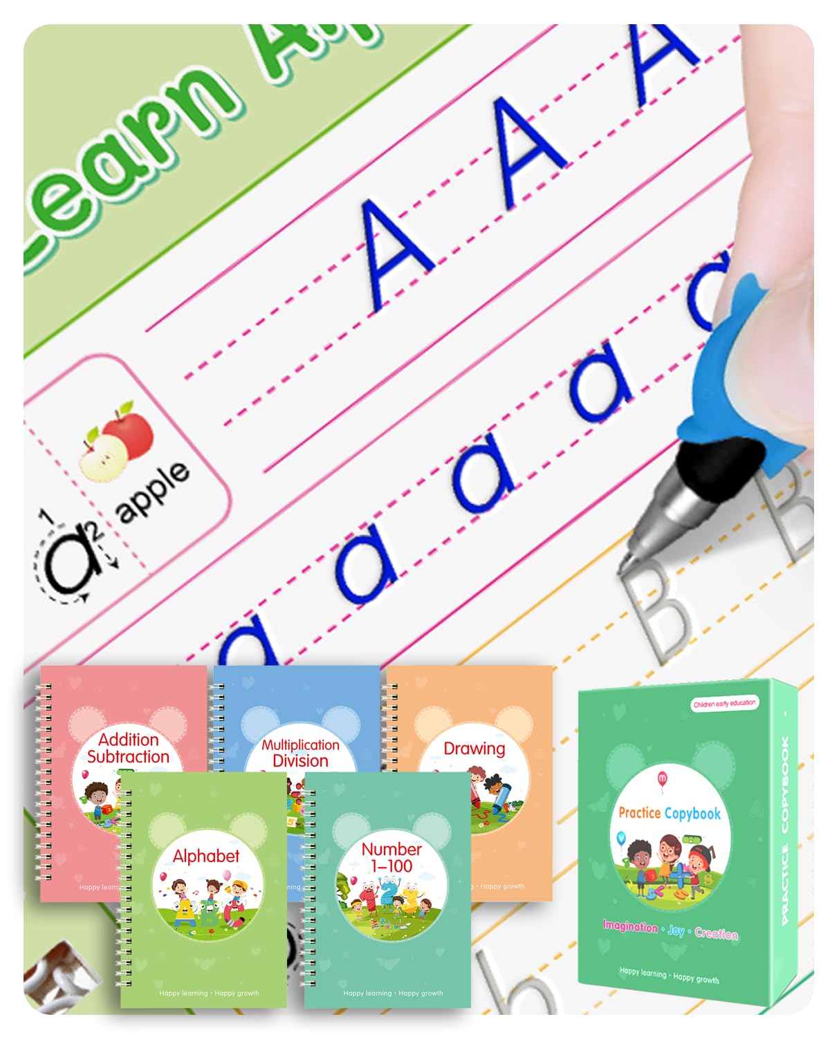 Reuable Handwriting Practice for Kids,Grooved Writing Books for Kids ...
